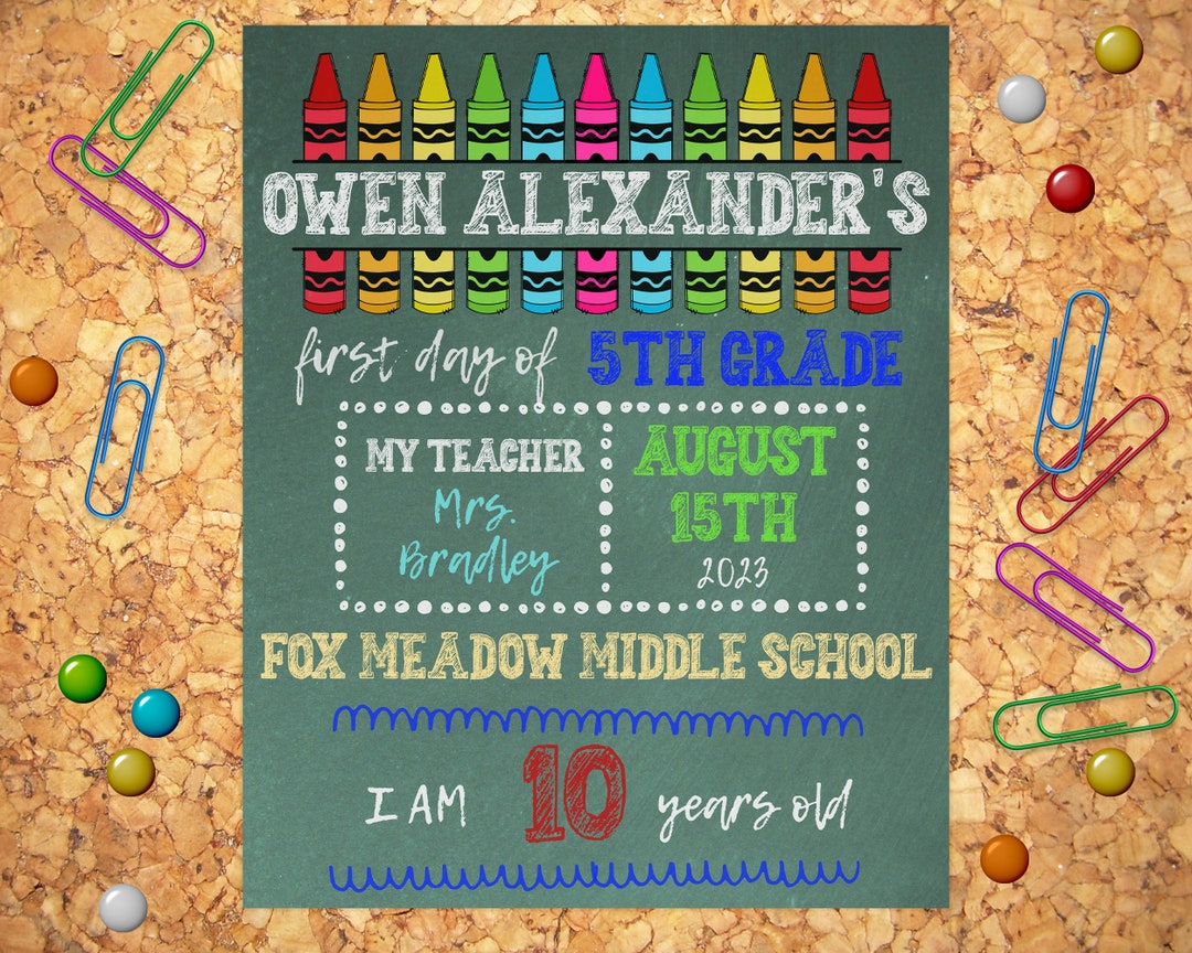 First & Last Day of School Chalkboard Photo Prop Reusable Printable End ...