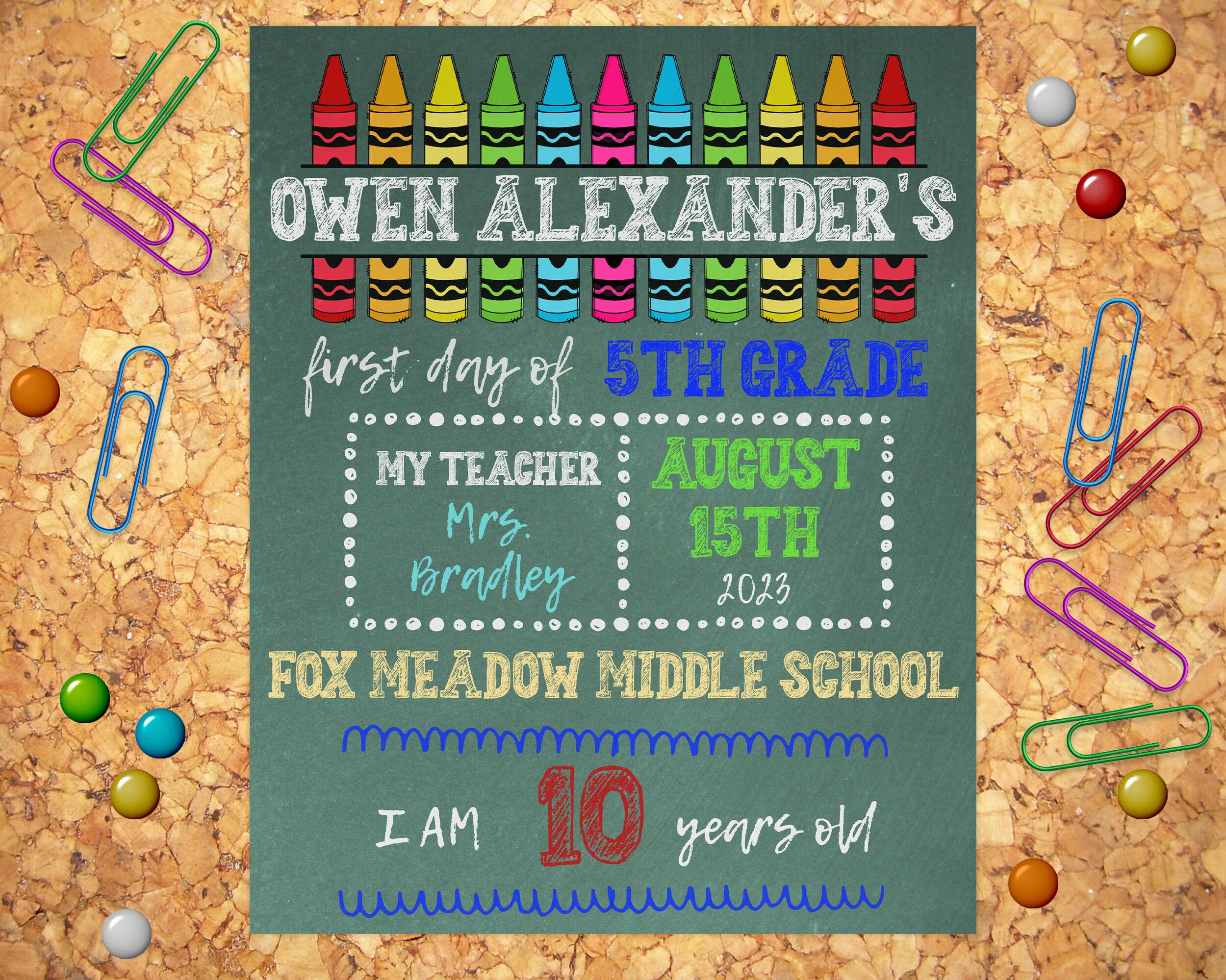 First & Last Day of School Chalkboard Photo Prop Reusable Printable End ...