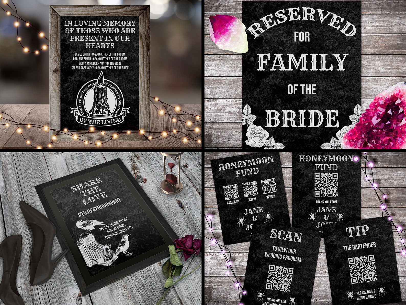Printable Gothic Wedding Suite Witchy Dark Wedding Invitation Spooky ...
