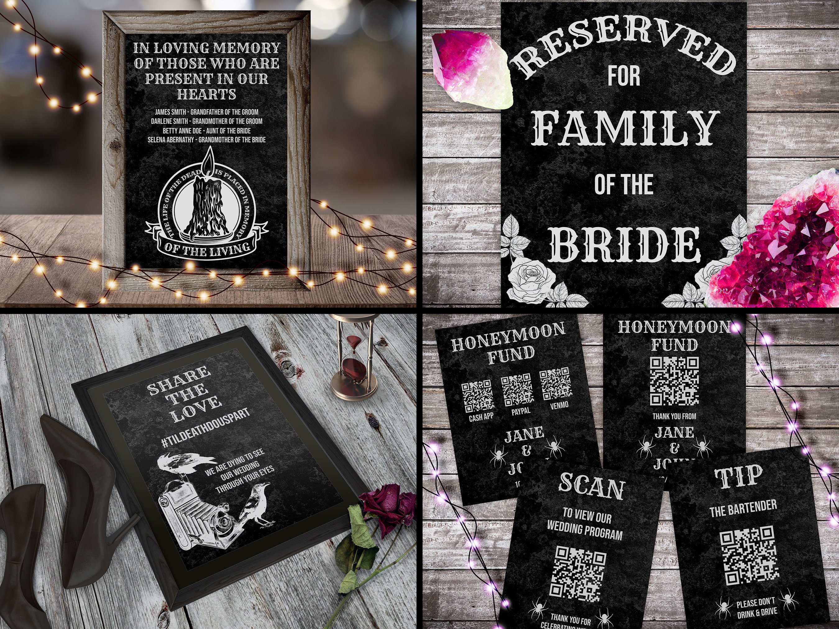 Printable Gothic Wedding Suite Witchy Dark Wedding Invitation Spooky ...