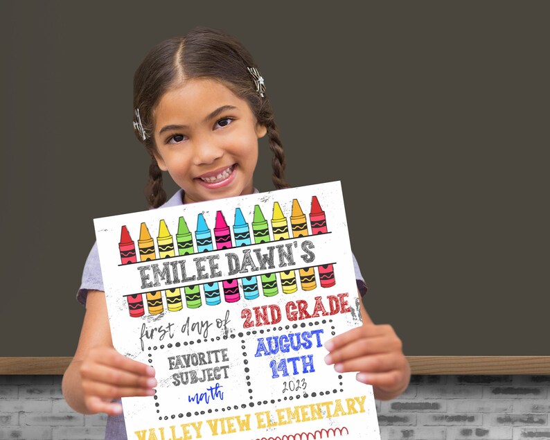 First & Last Day of School Marker Board Photo Prop, Reusable Printable ...