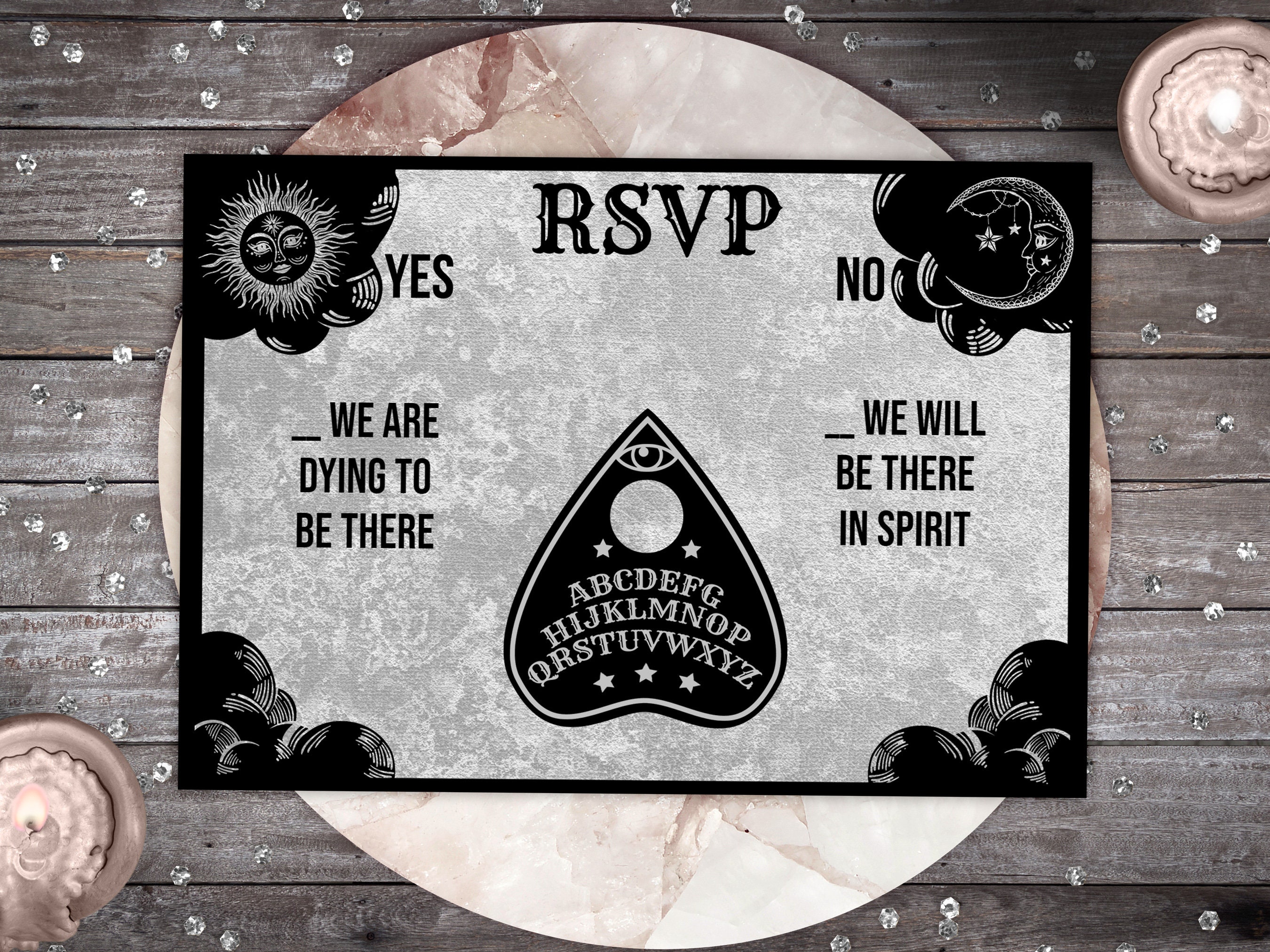 Ouija Board Gothic Wedding RSVP Card Printable Halloween - Etsy