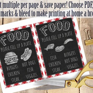 BBQ Party Food Table Sign, Printable Buffet Sign Set, Wedding Shower ...