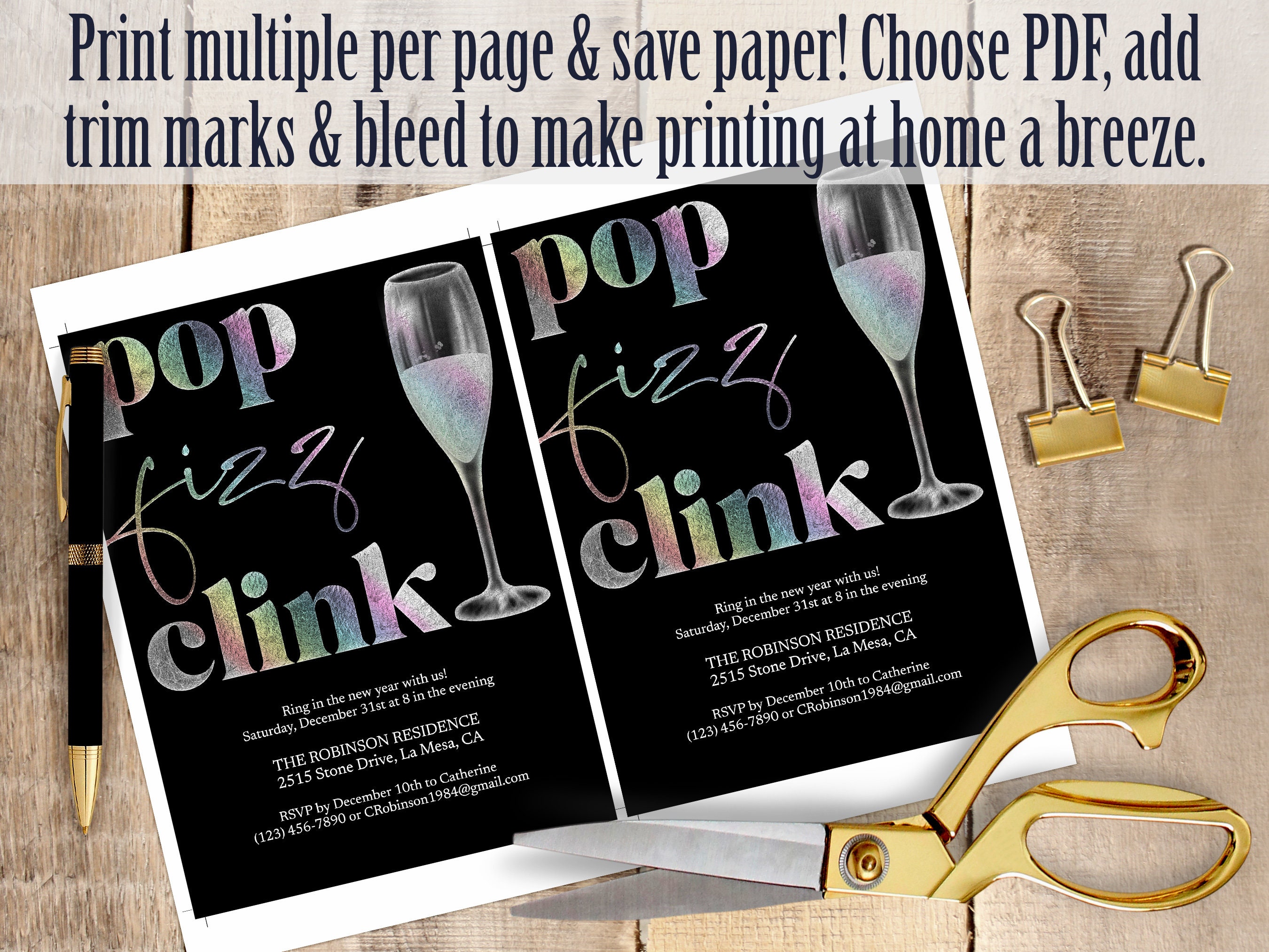 New Year's Eve Party Printable Invitation Template Editable NYE Mobile ...