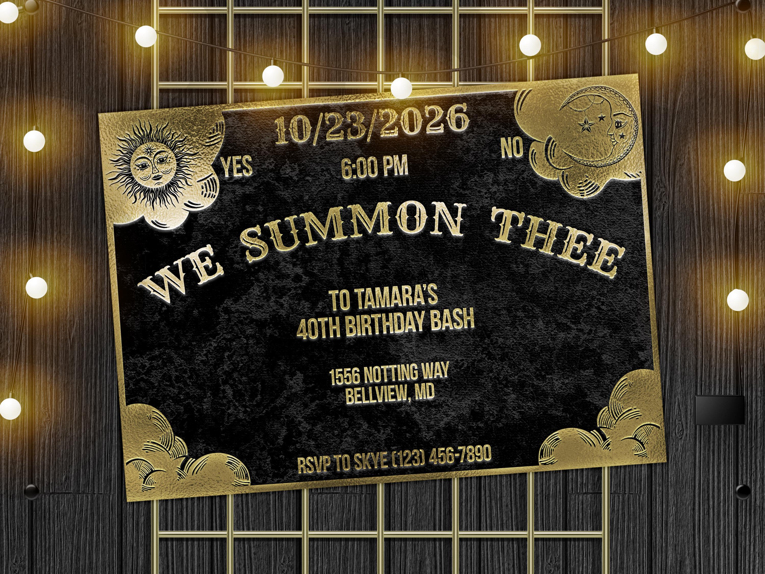Ouija Board Faux Foil Invitation, Gothic Wedding Announcement, Fall ...