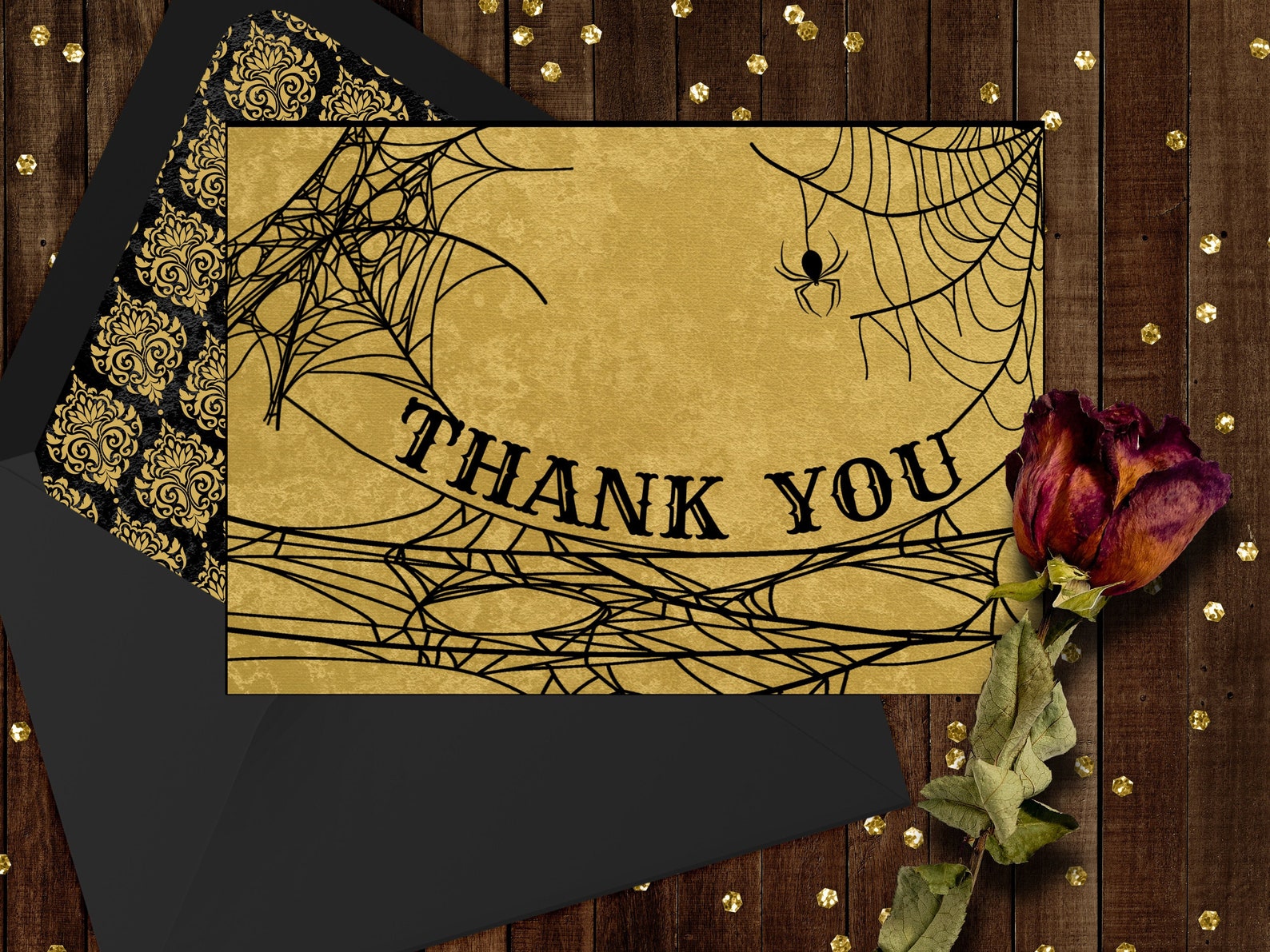 Spider Web Wedding Thank You Card Printable Halloween Card Template ...