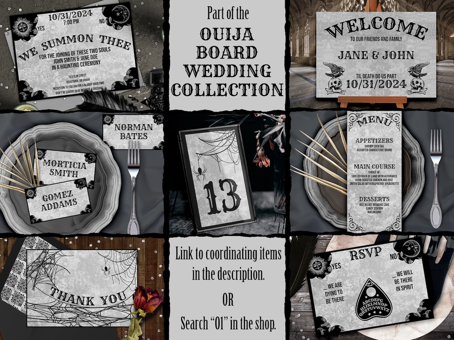 Printable Gothic Wedding Program Vintage Wedding Program Card Witchy ...