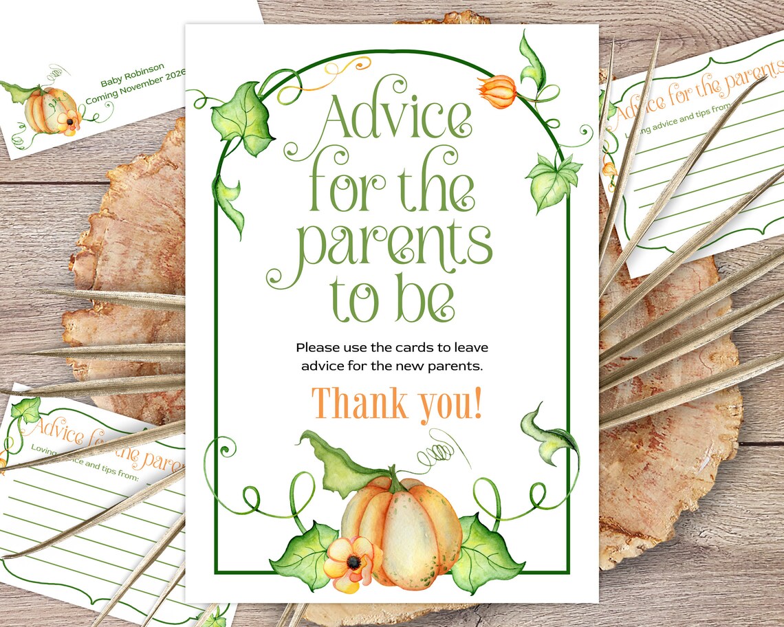 Editable Advice for Parents Baby Shower Game Sign Printable Fall Baby ...