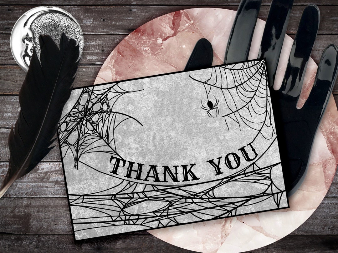 Printable Gothic Wedding Thank You Card DIY Halloween Card Editable ...