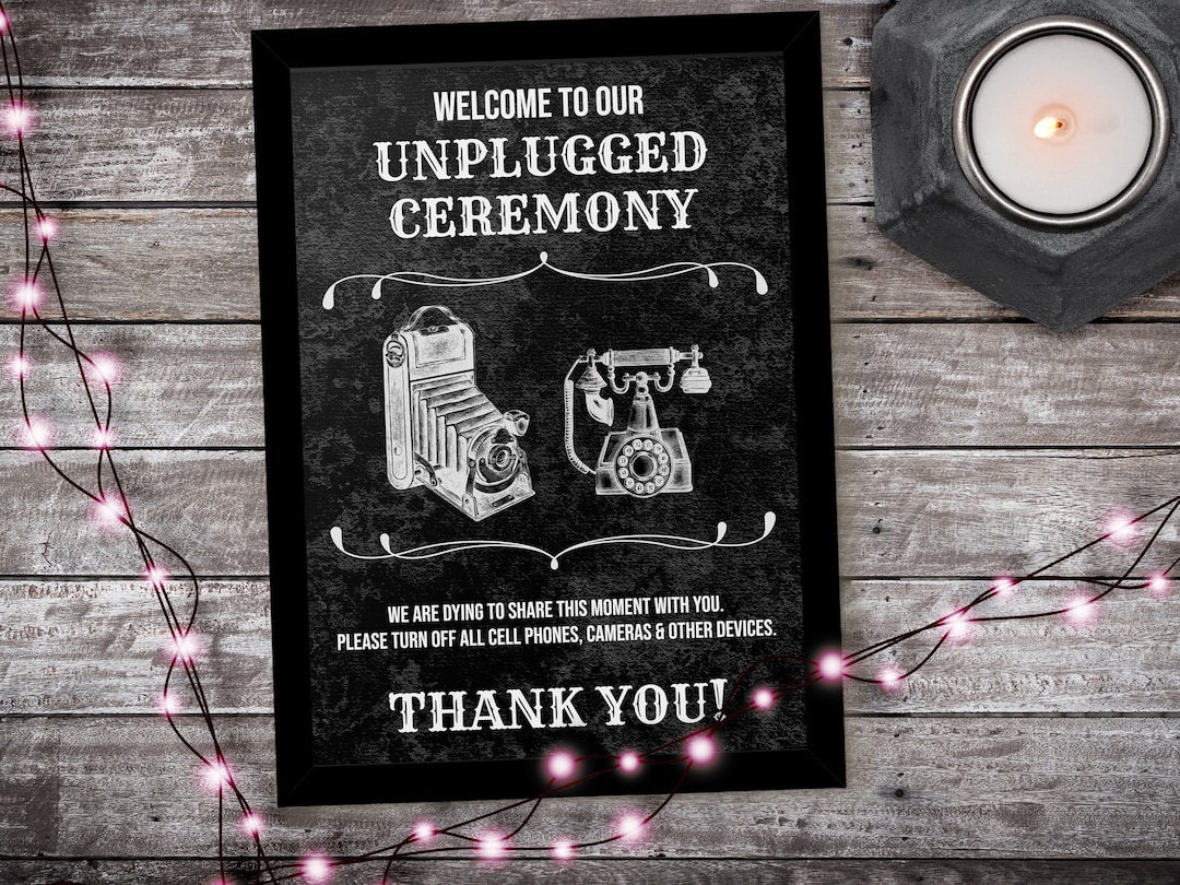 Vintage Unplugged Wedding Sign Printable Unplugged Ceremony Welcome ...