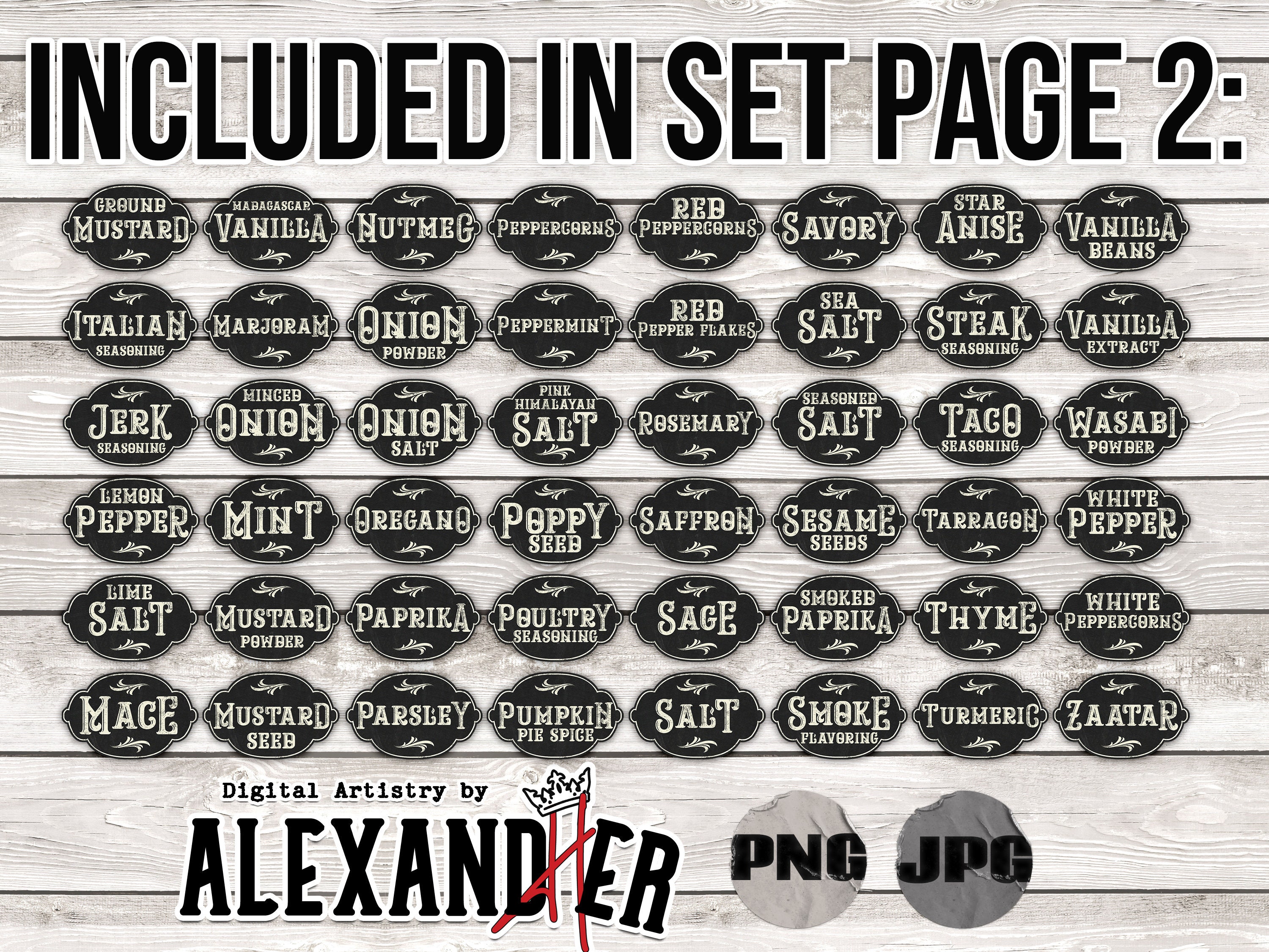 Vintage Chalkboard Spice Labels, Printable Spice Decals, Printable ...