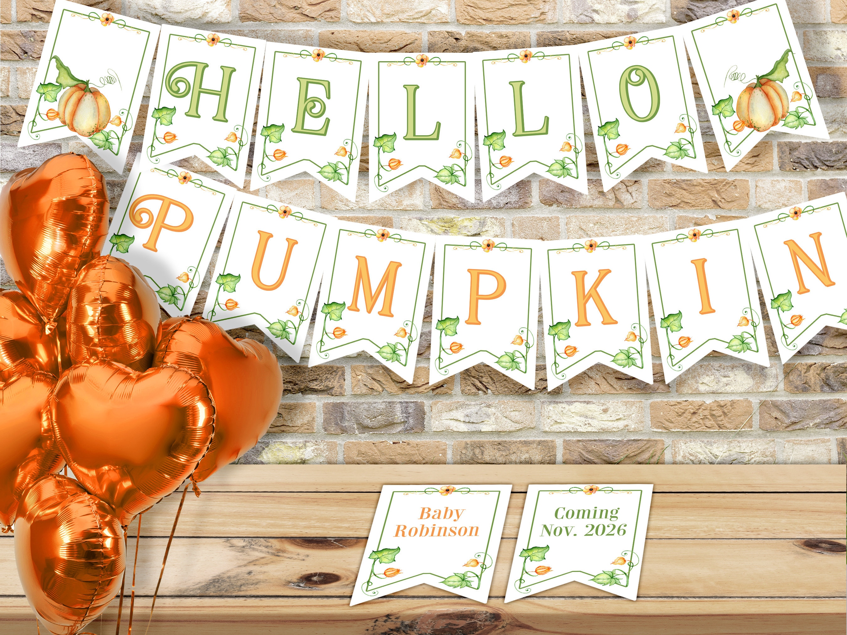 Printable Little Pumpkin Baby Shower Bunting Gender Neutral Welcome ...
