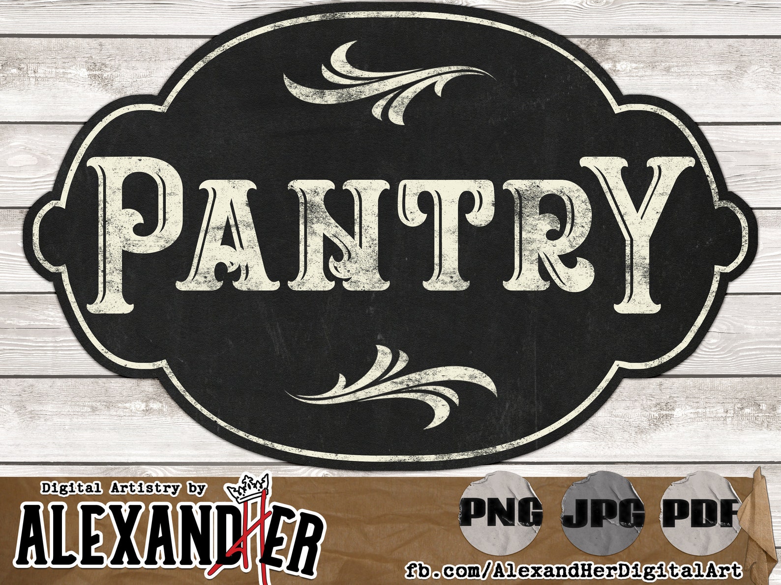 Vintage Chalkboard Style Pantry Door Sign, PNG, JPG, PDF for Print ...