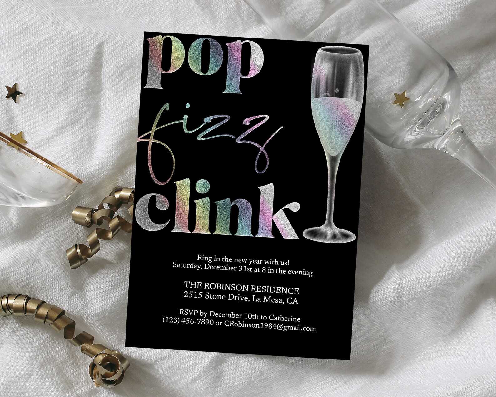 New Year's Eve Party Printable Invitation Template Editable NYE Mobile ...