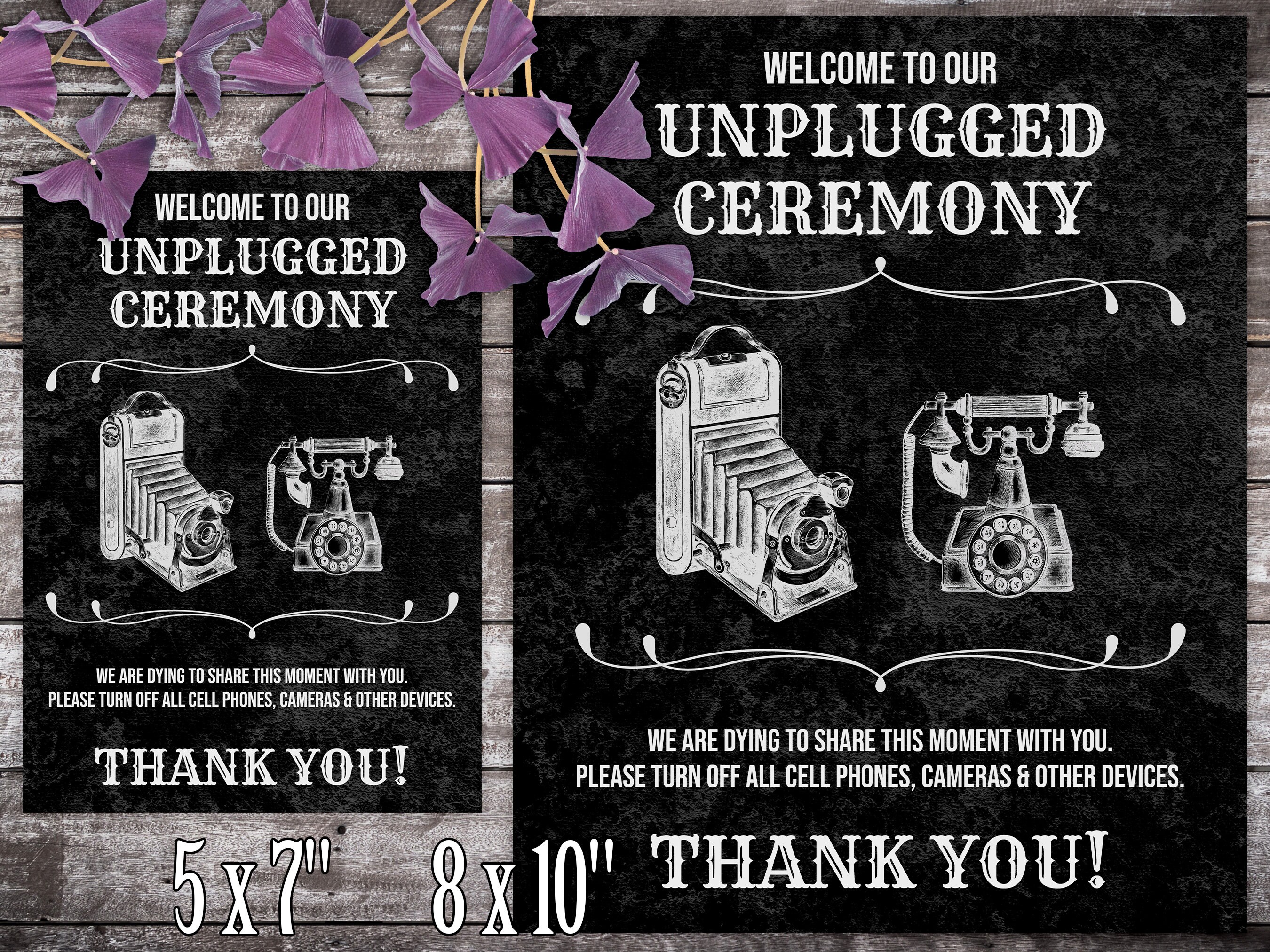 Vintage Unplugged Wedding Sign Printable Unplugged Ceremony Welcome ...
