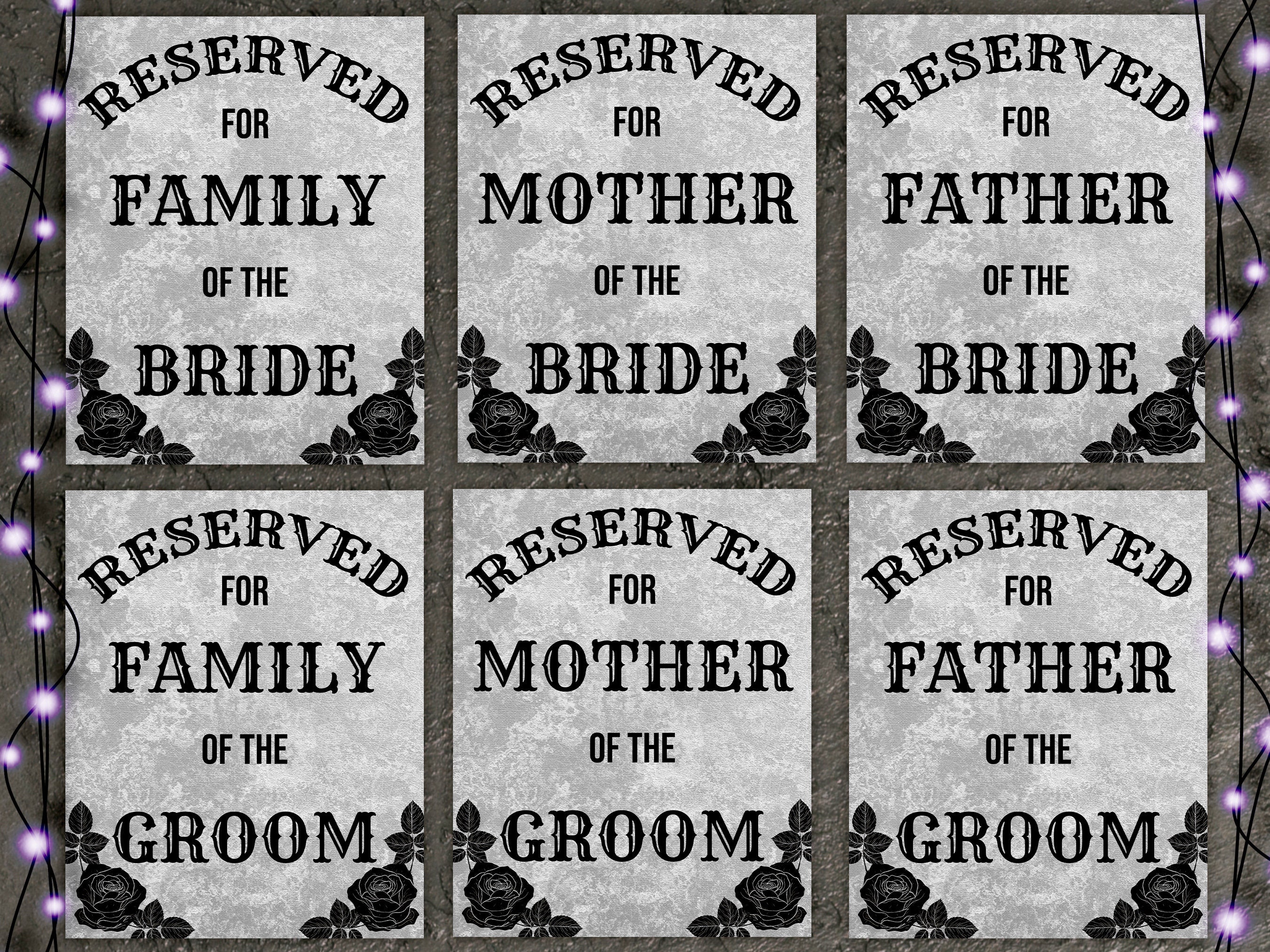 Gothic Wedding Reserved Sign Printable Vintage Wedding Sign Editable ...