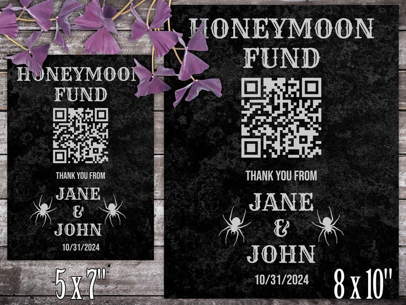 Vintage Wedding QR Code Sign Printable Gothic Wedding Honeymoon Fund ...