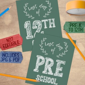 Last Day of School Chalkboard Photo Prop Printable Sign, Reusable Chalk ...