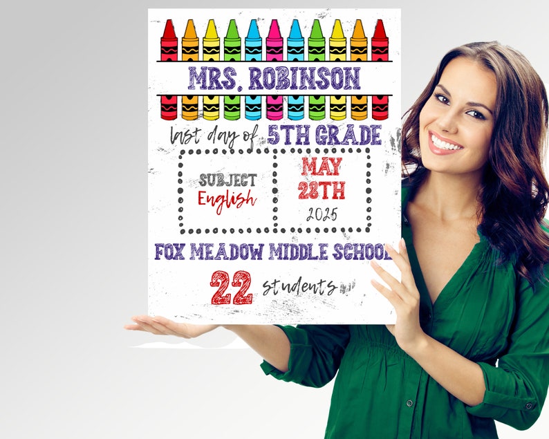 First & Last Day of School Marker Board Photo Prop, Reusable Printable ...