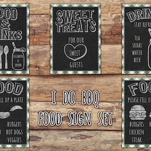 BBQ Party Food Table Sign, Printable Buffet Sign Set, Wedding Shower ...