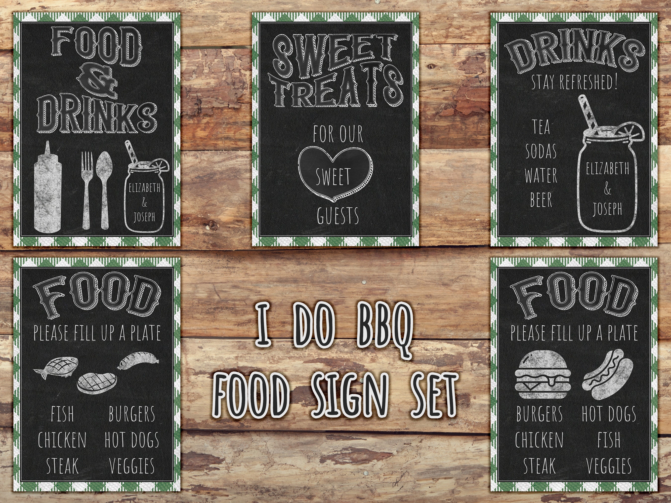 BBQ Party Food Table Sign, Printable Buffet Sign Set, Wedding Shower ...
