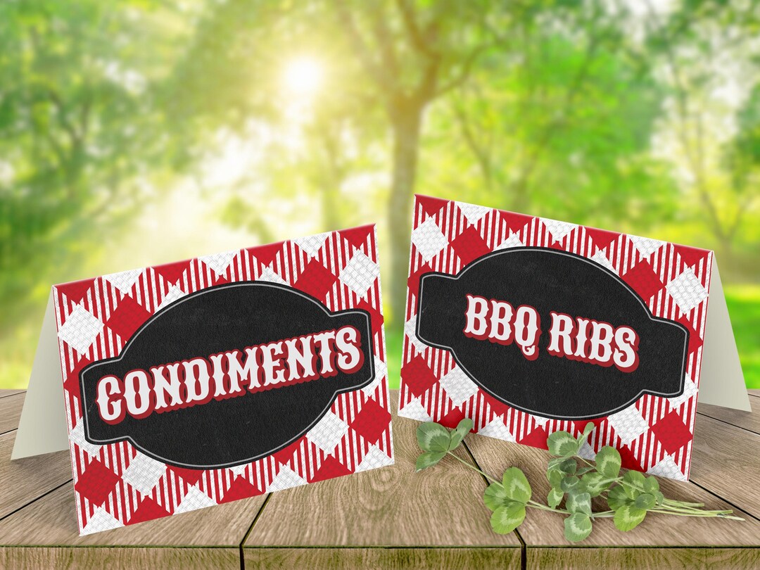 Backyard BBQ Buffet Labels, Summer Outdoor Grilling Party Food Bar ...