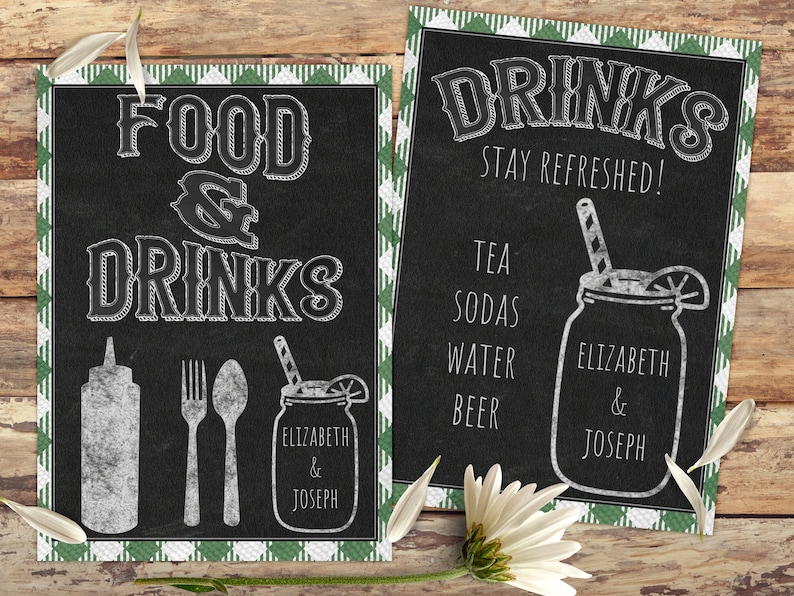 BBQ Party Food Table Sign, Printable Buffet Sign Set, Wedding Shower ...