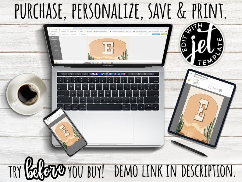 Boho Desert Cactus Southwestern Custom Name Bunting, Printable Rustic ...