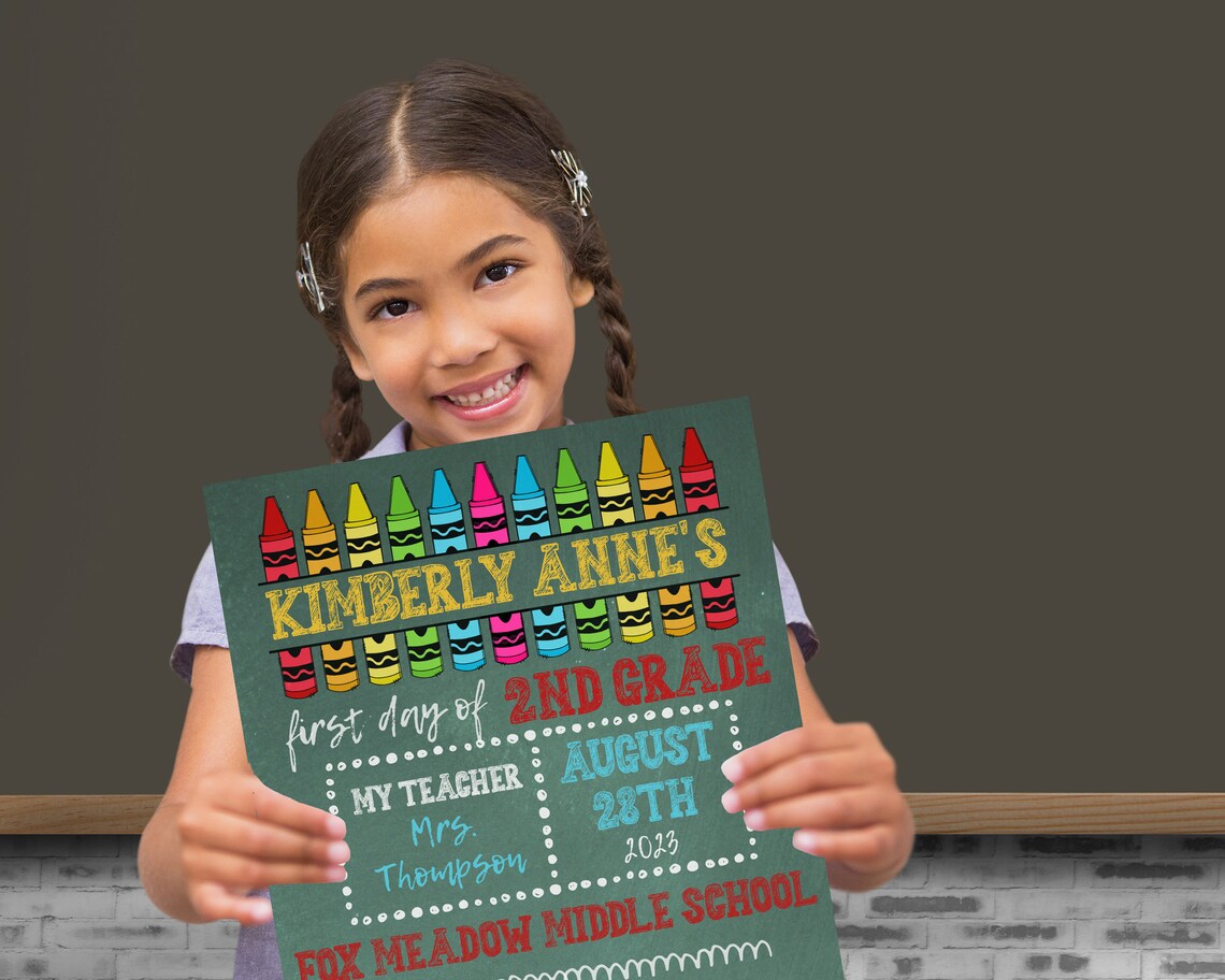 First & Last Day of School Chalkboard Photo Prop Reusable Printable End ...