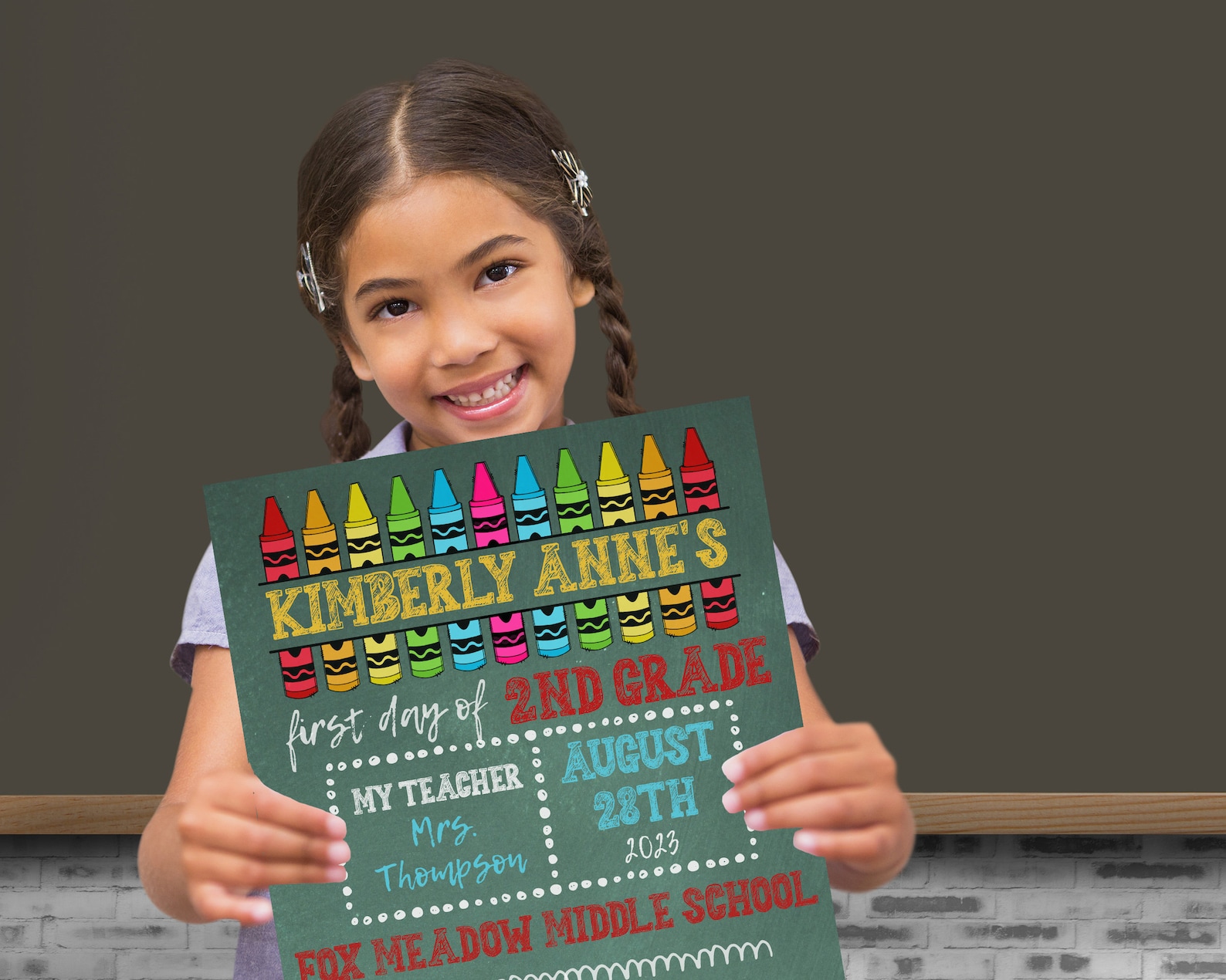 First & Last Day of School Chalkboard Photo Prop Reusable Printable End ...