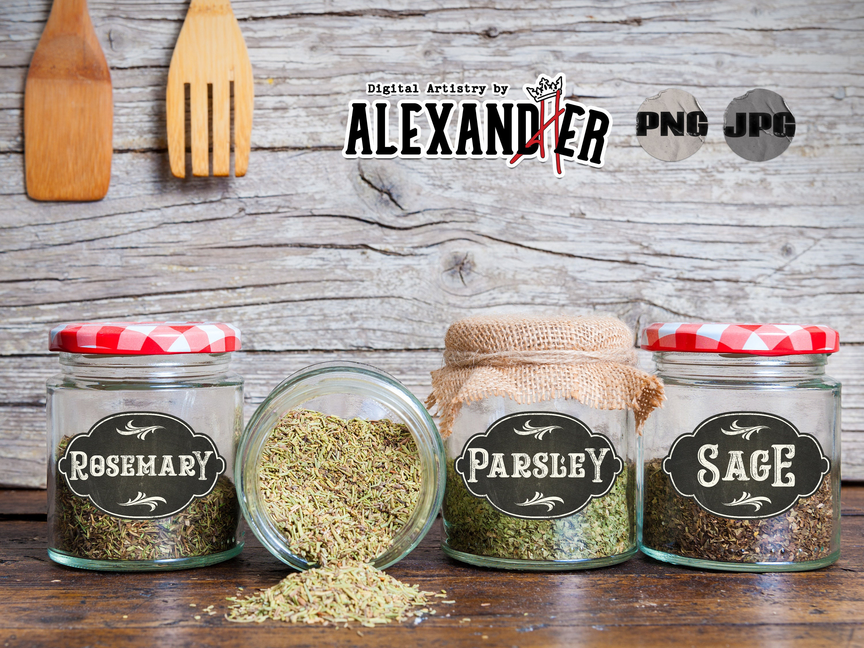 Vintage Chalkboard Spice Labels, Printable Spice Decals, Printable ...