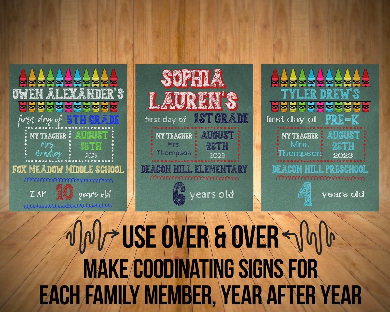 First & Last Day of School Chalkboard Photo Prop Reusable Printable End ...