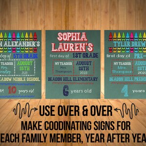 First & Last Day of School Chalkboard Photo Prop Reusable Printable End ...