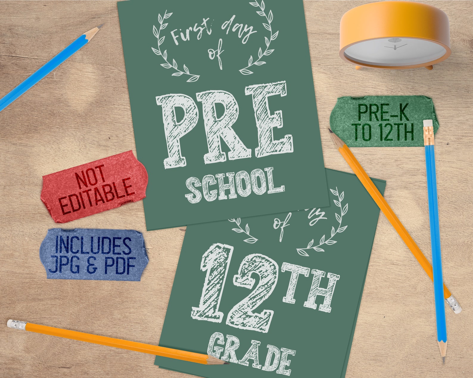 First Day of School Chalkboard Photo Prop Printable Sign, Reusable Back ...