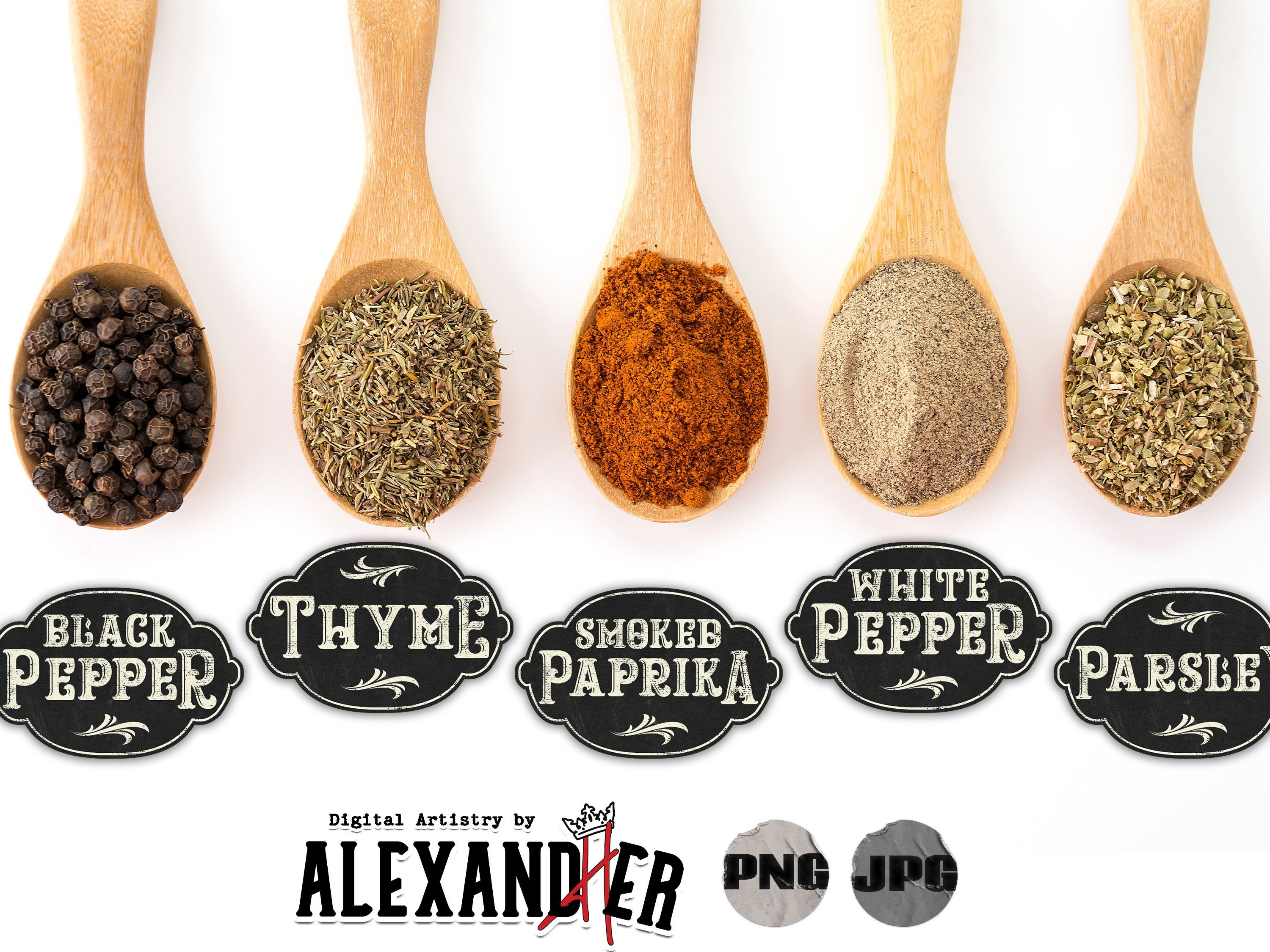 Vintage Chalkboard Spice Labels, Printable Spice Decals, Printable ...