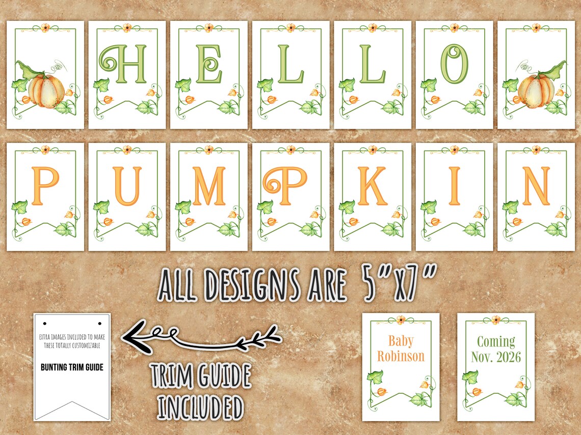 Printable Little Pumpkin Baby Shower Bunting Gender Neutral Welcome ...