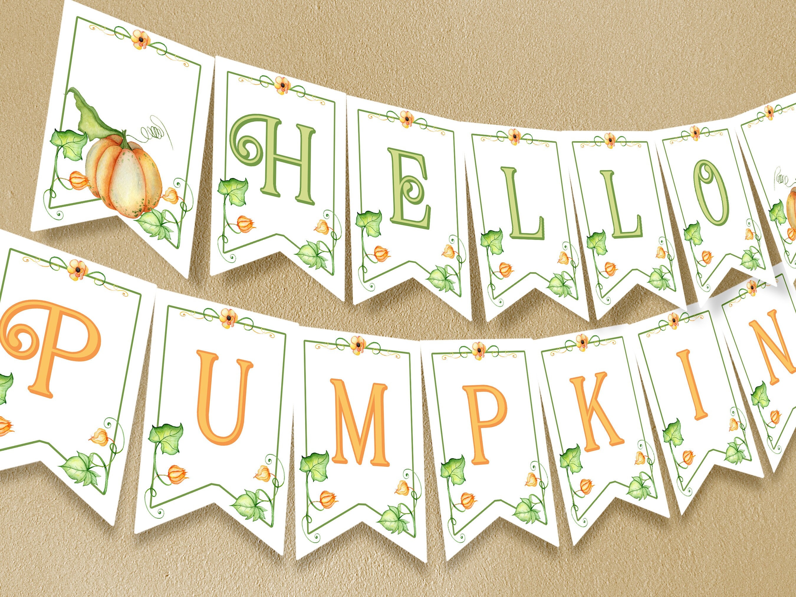 Printable Little Pumpkin Baby Shower Bunting Gender Neutral Welcome ...