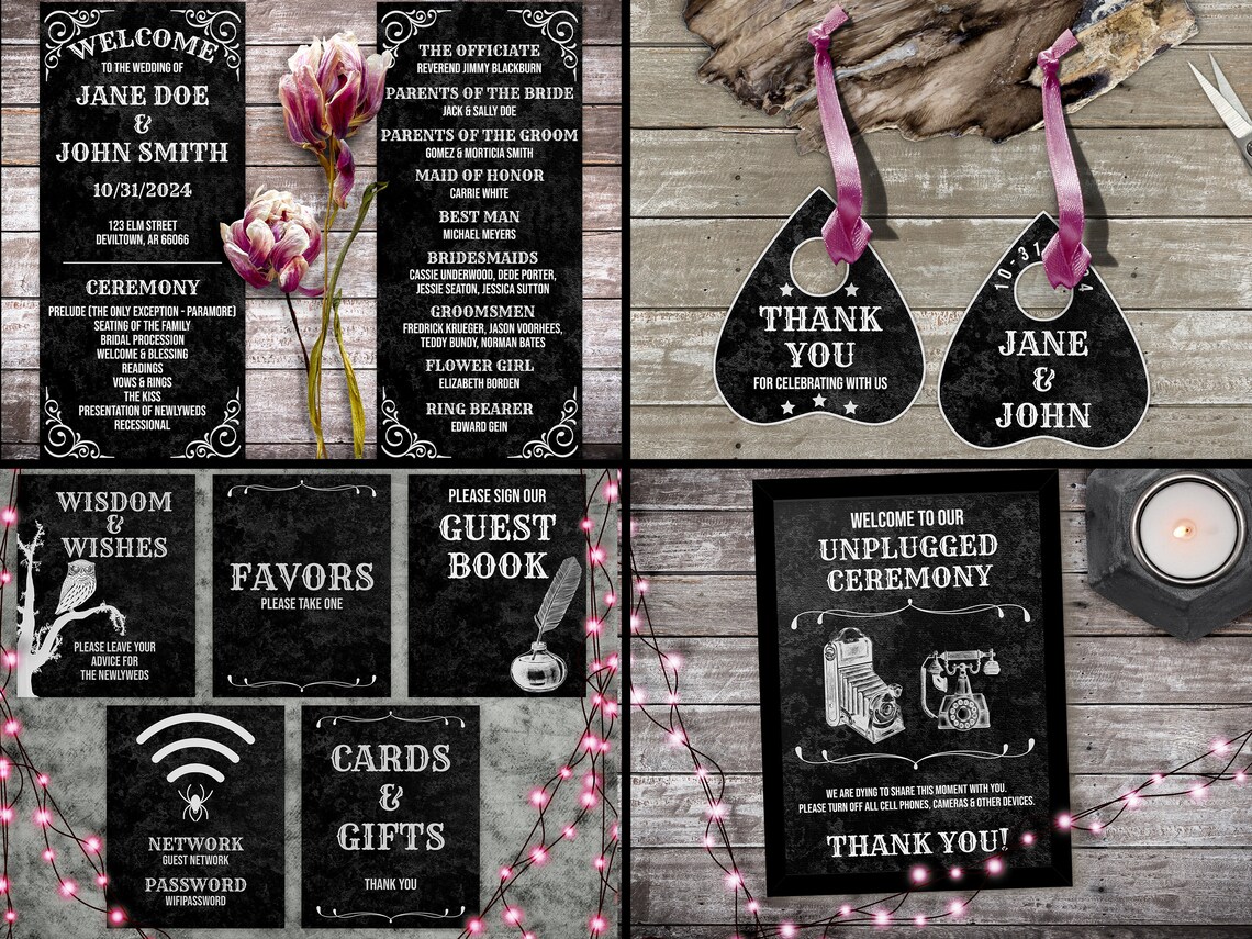 Printable Gothic Wedding Suite Witchy Dark Wedding Invitation Spooky ...