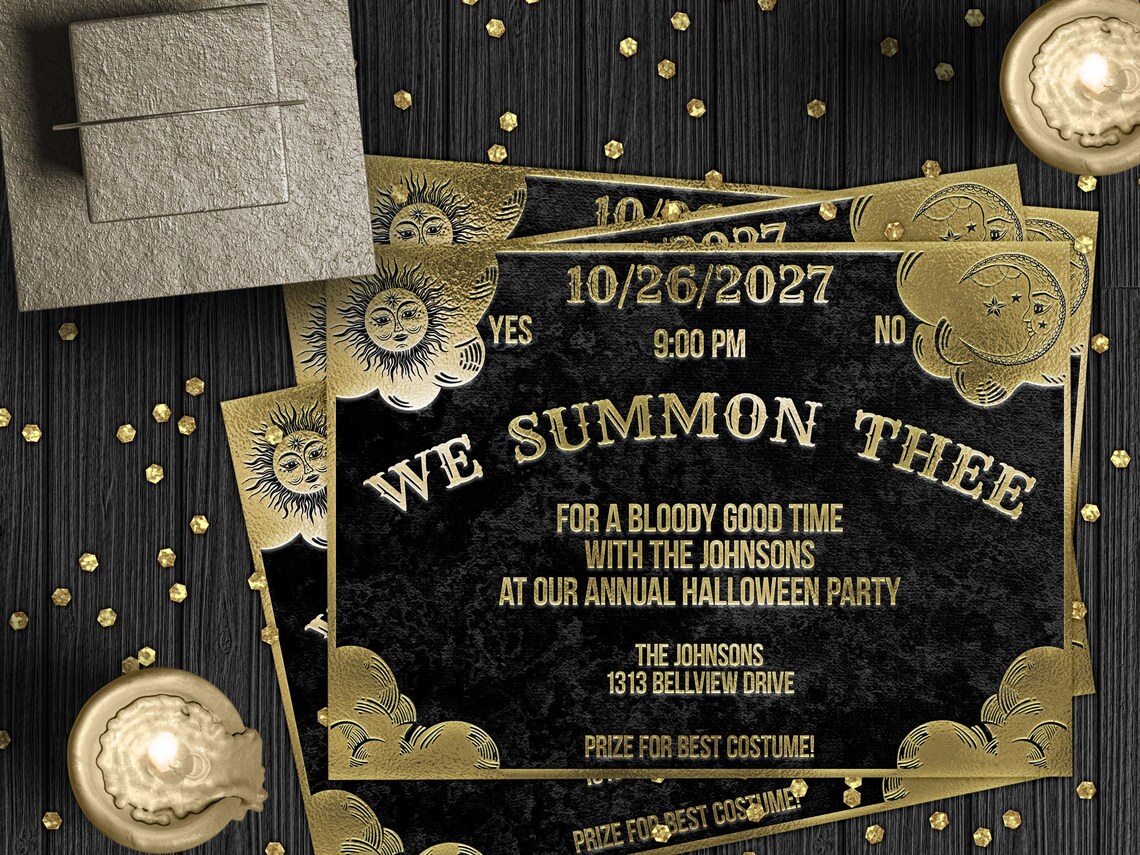 Ouija Board Faux Foil Invitation, Gothic Wedding Announcement, Fall ...