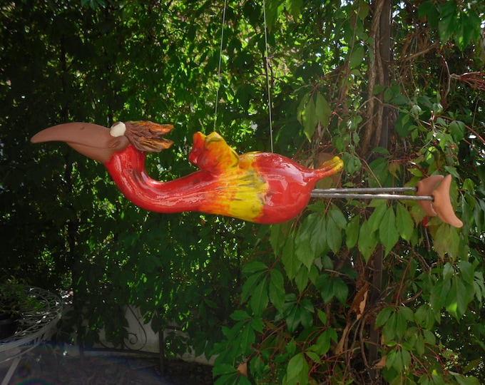 Flying Bird Red Made of Ceramic, Frost-proof, Unique, Garden Decoration ...