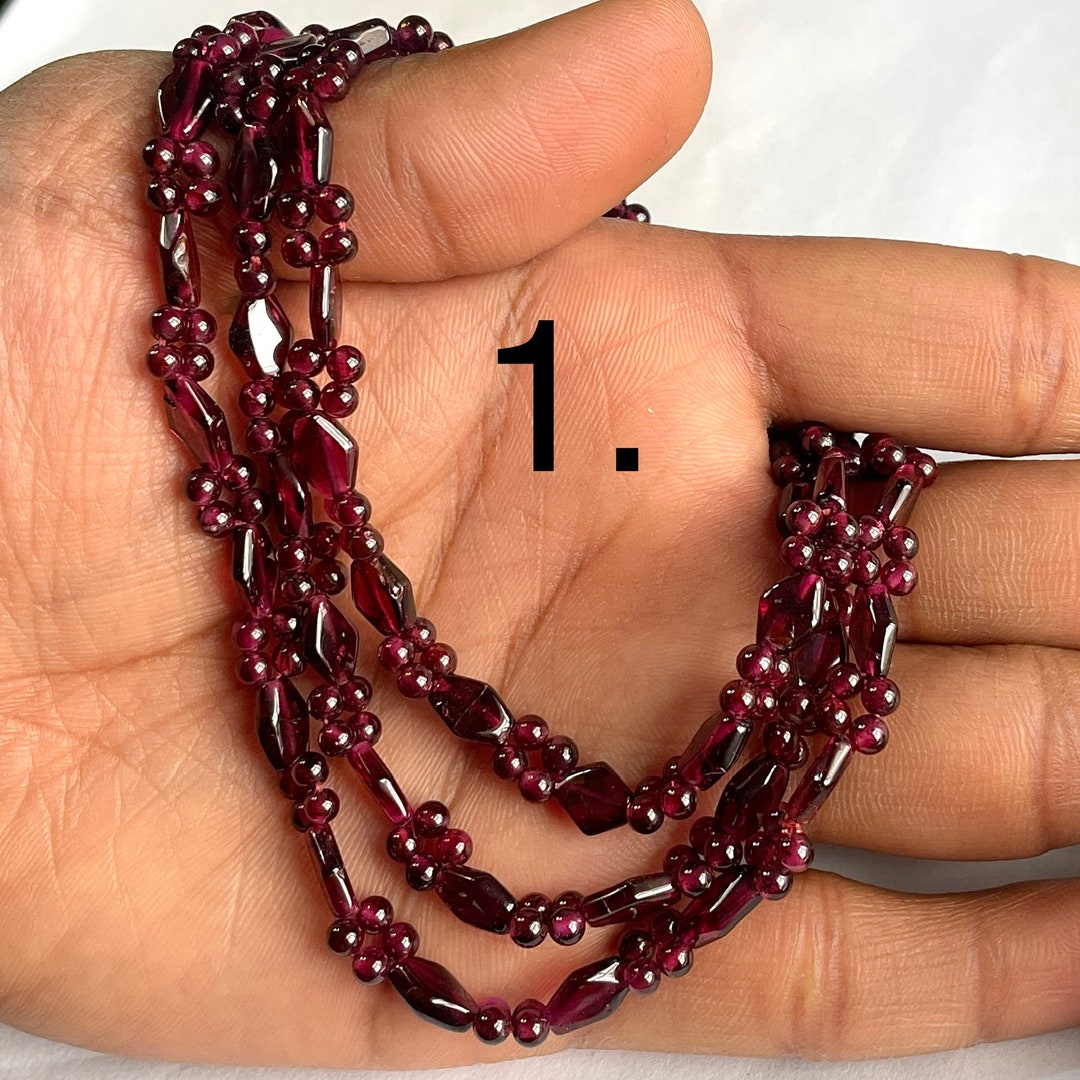 27 Beautiful Garnet Beaded Necklace Handmade Necklace Natural Gemstone ...