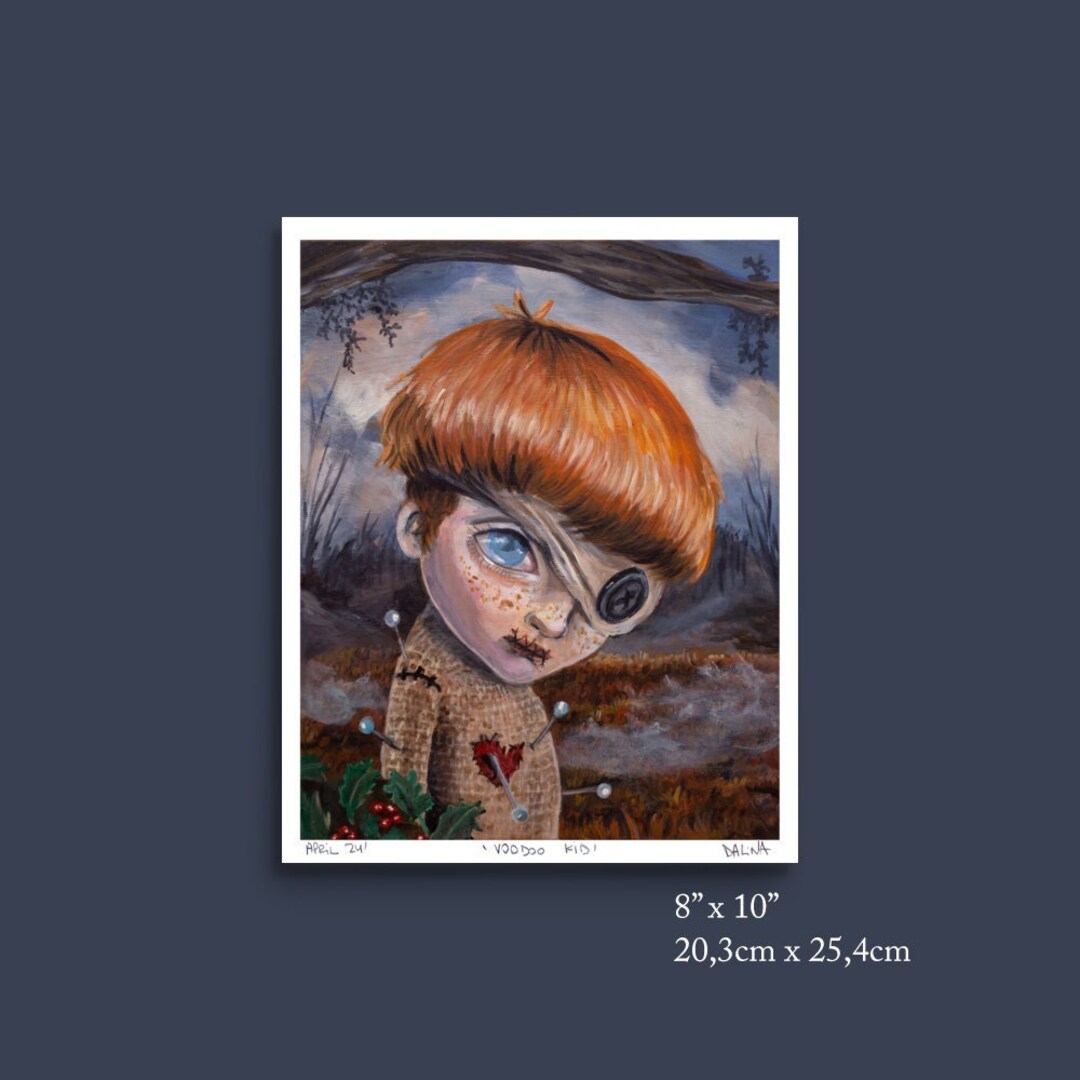 Voodoo Child Art Print, Big Eyes Kid, Pop Surrealism, Witch Room Decor ...