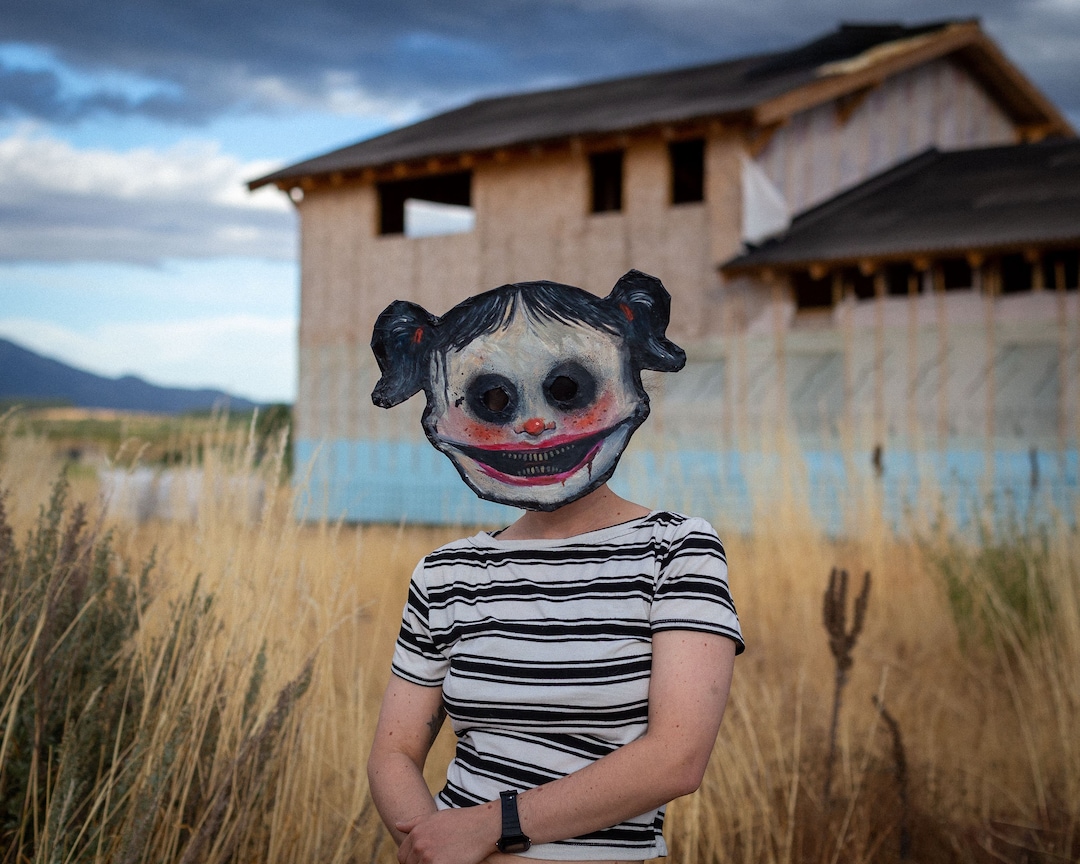 Scary Children Mask, Girl Handmade Paper Mache Spokky Mask, Creepy ...