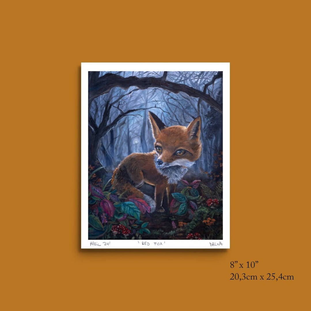 Red Fox Art Print, Oil Painting Pop Surrealism, Dark Cottagecore ...