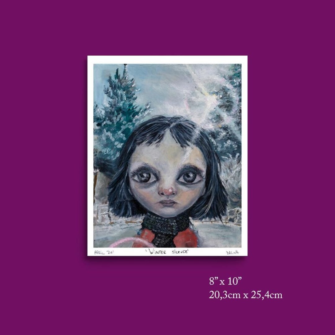 Winter Silence Art Print, Big Eyes Girl, Pastel Goth Girl, Pop ...