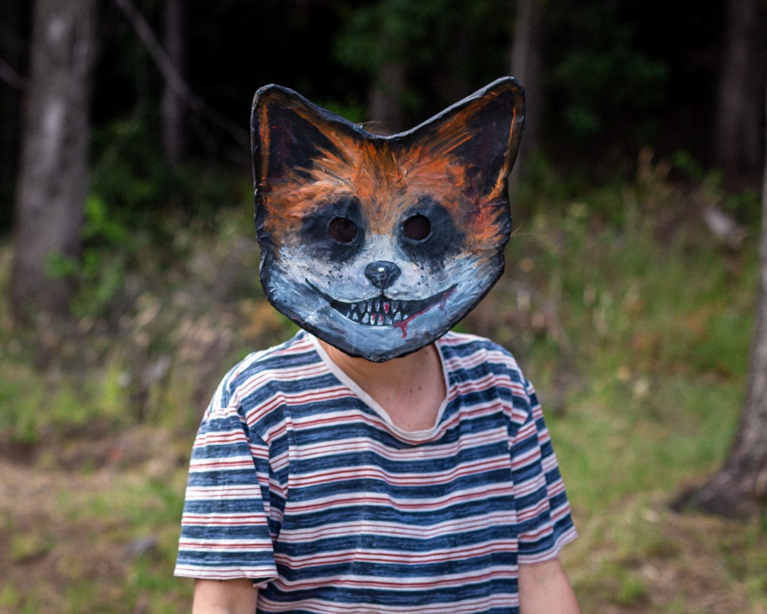 Red Fox Children Mask, Paper Mache Handmade Kid Mask, Creepy Child Mask ...