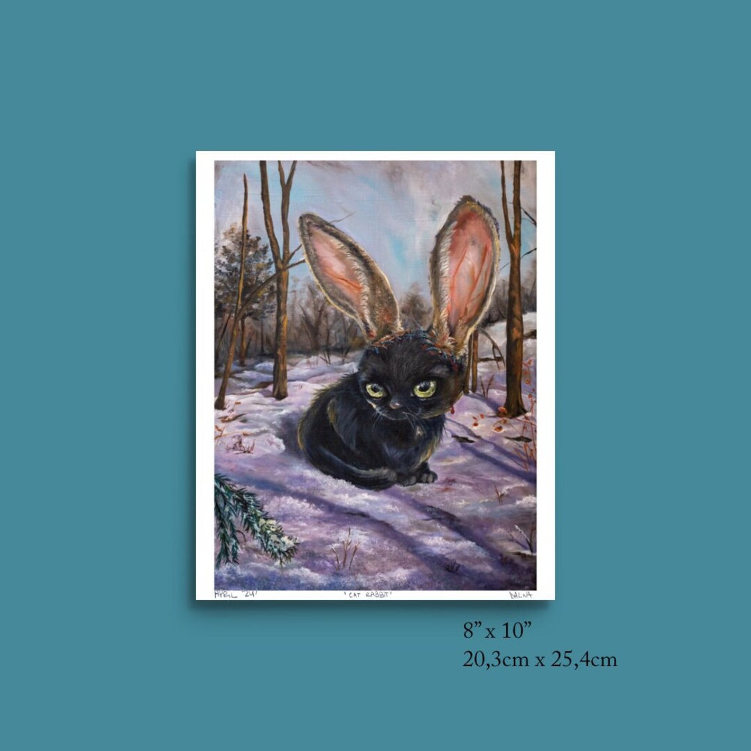 Haunted Forest Cat Rabbit Print Gothic and Surreal Dark Macabre ...