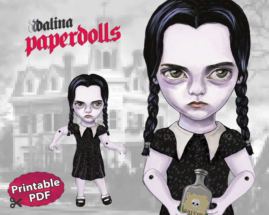 Wednesday Addams Articulated Paper Doll: Printable Halloween Ornament ...