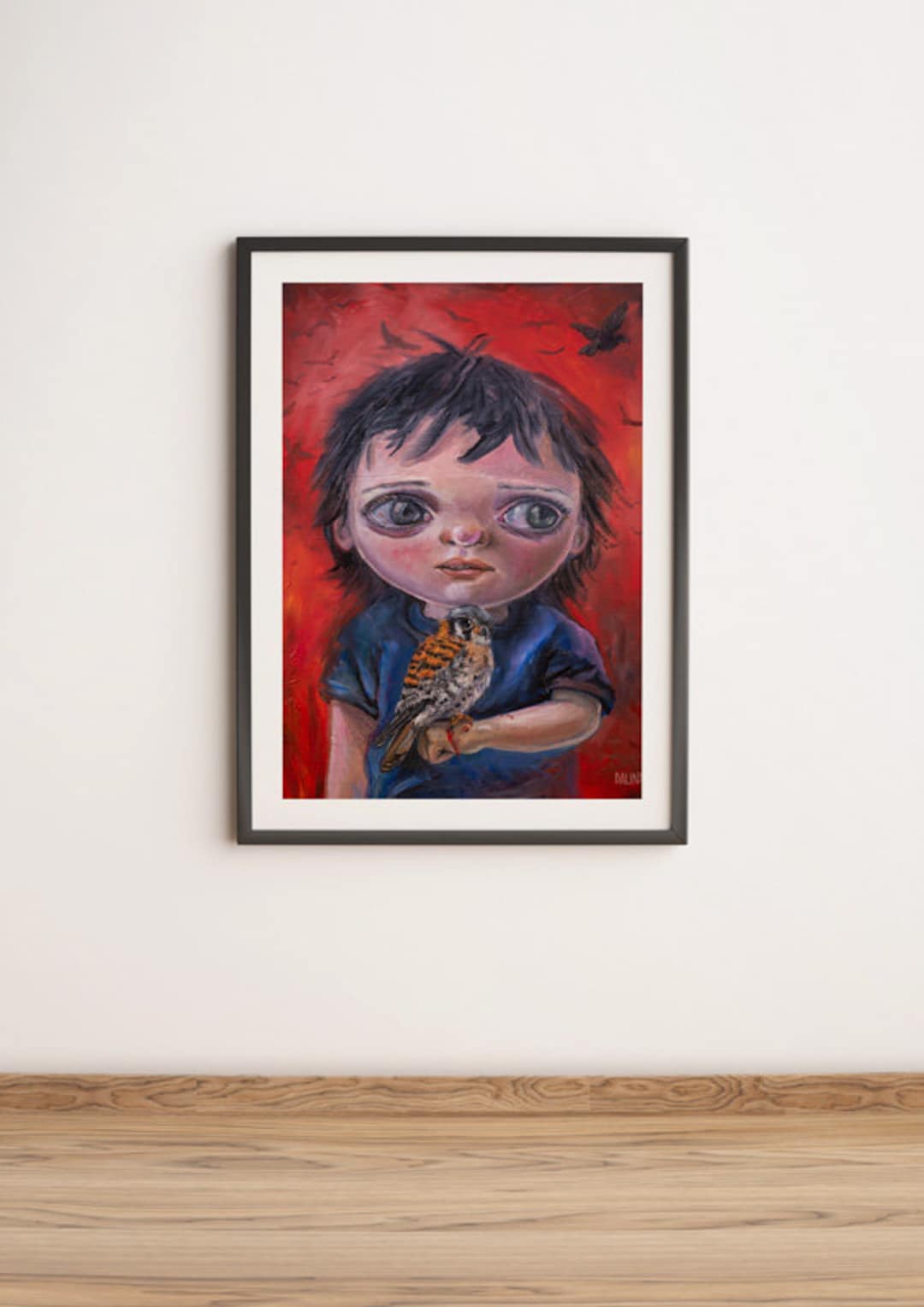 Spooky Pop Surrealism Printable Painting, Kestrel Falconry, Little ...