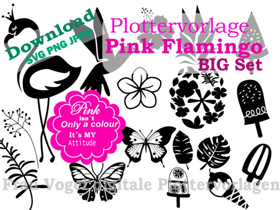 Plotter File Plotter Template"pink Flaming" Svg Png Jpg Dxf Download ...